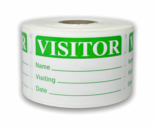 Green Visitor Stickers - Name, Visiting, Date | 2"x3" | Self-adhesive | 500 Labels 1 Roll ...